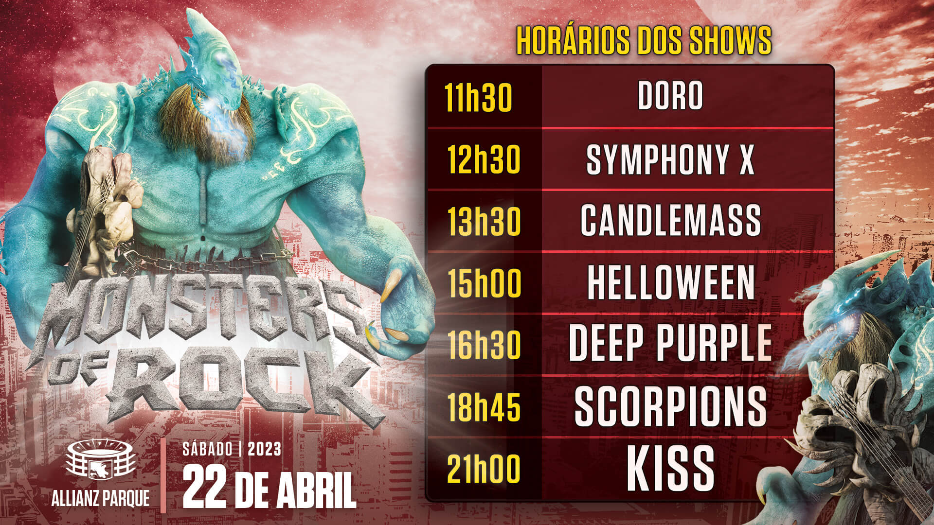 Saem os horários dos shows do Monsters of Rock – Rock2You